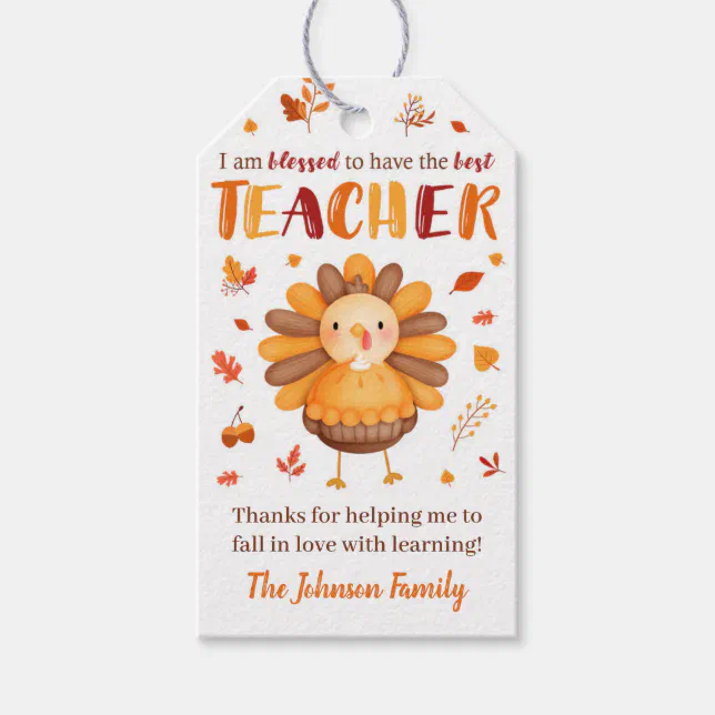 Thanksgiving Teacher Appreciation Gift Tags | Zazzle