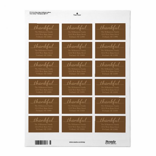Thanksgiving Thankful custom address labels | Zazzle