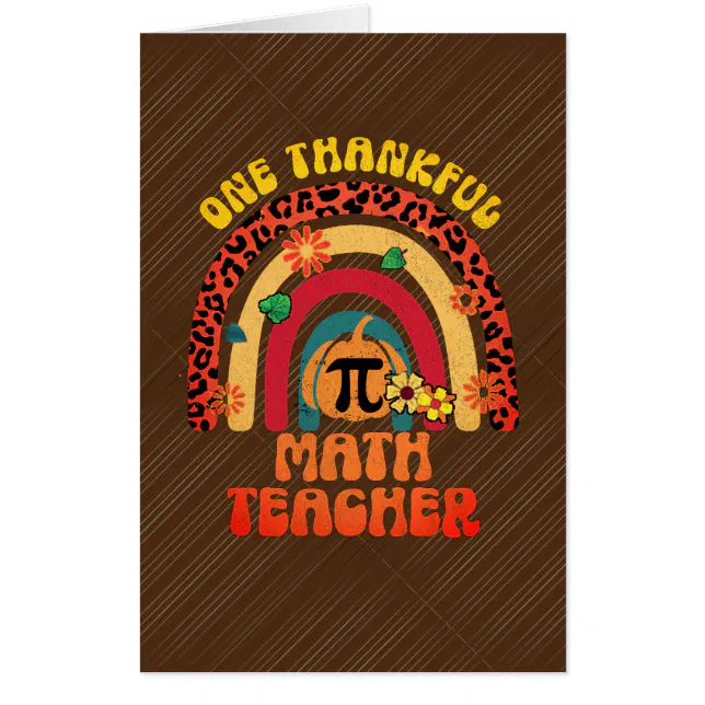 Thanksgiving, Thankful Math Teacher, Retro Rainbow Card | Zazzle