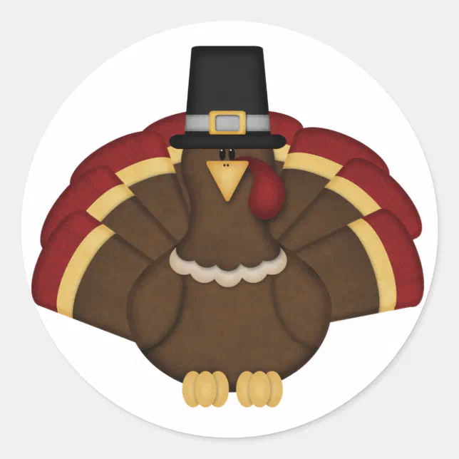 Thanksgiving Turkey Classic Round Sticker | Zazzle