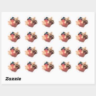 Thanksgiving Turkey Classic Round Sticker | Zazzle