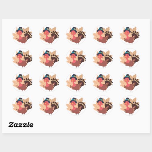 Thanksgiving Turkey Classic Round Sticker | Zazzle