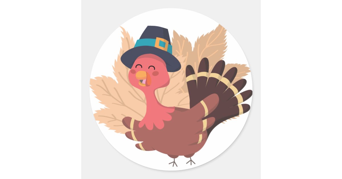 Thanksgiving Turkey Classic Round Sticker | Zazzle