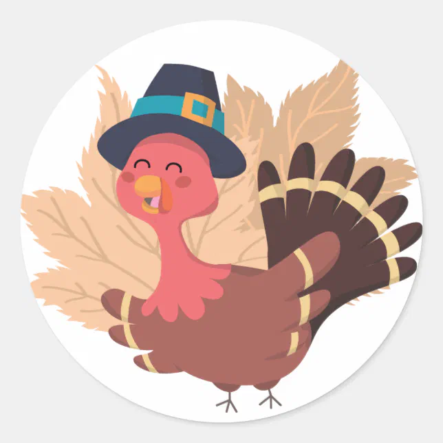 Thanksgiving Turkey Classic Round Sticker | Zazzle