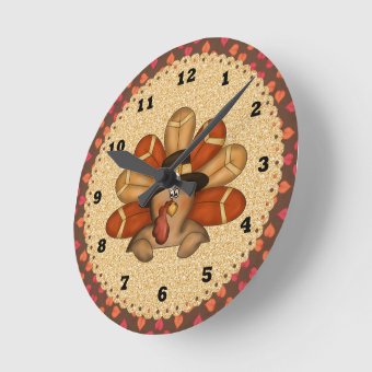 Thanksgiving Turkey clock | Zazzle