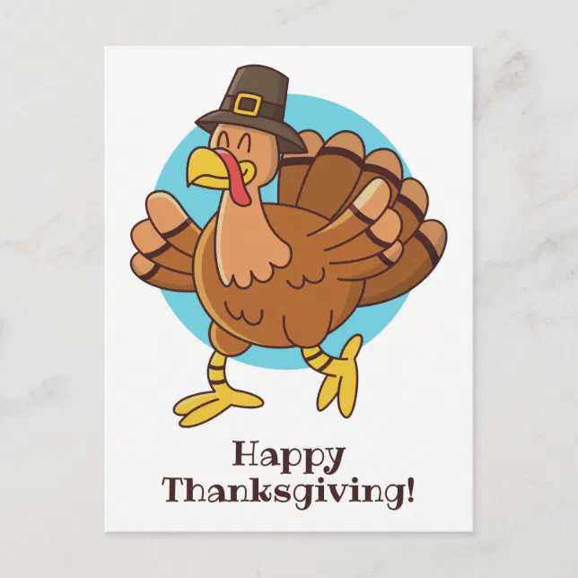 Thanksgiving Turkey custom text postcard | Zazzle
