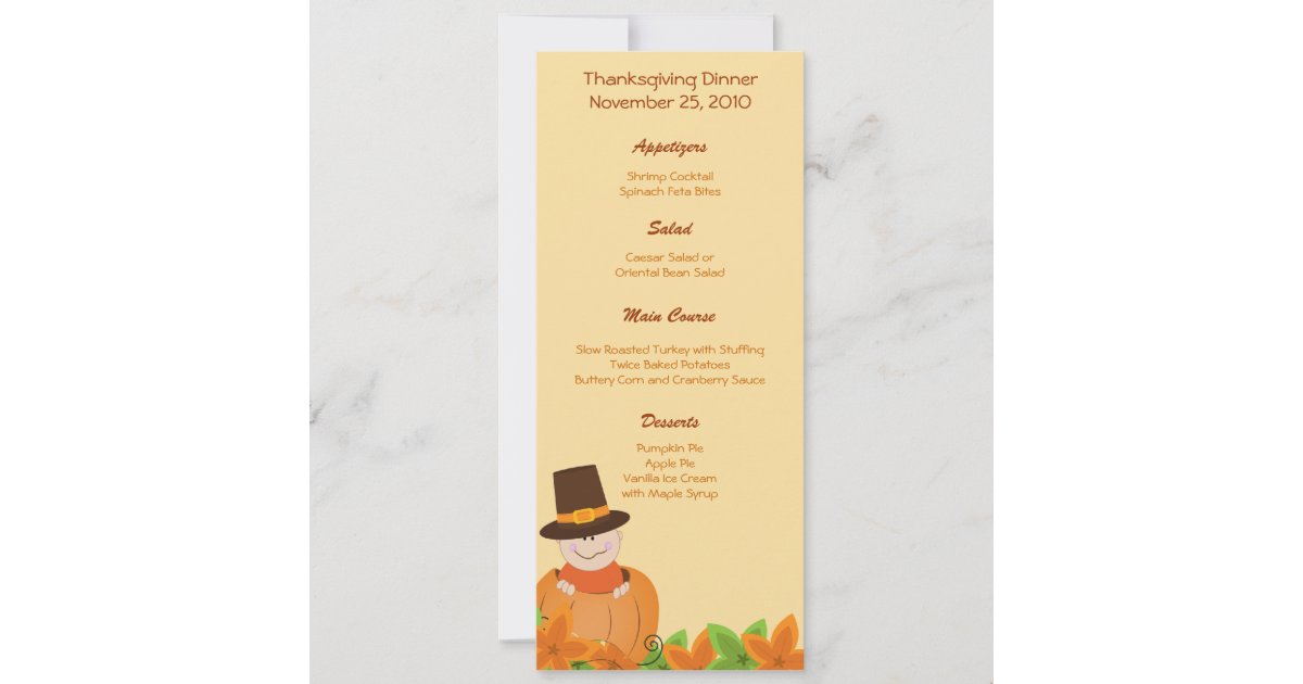 Thanksgiving Turkey Day Customized Menu Invitation | Zazzle