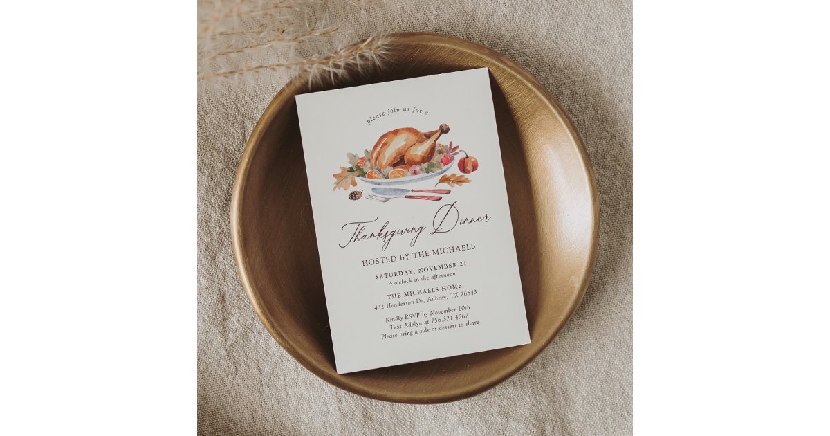 Thanksgiving Turkey Dinner Invitation | Zazzle