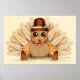 Thanksgiving Turkey Pilgrim Art Drawing Poster | Zazzle
