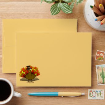 Thanksgiving Turkey Pilgrim Envelope | Zazzle