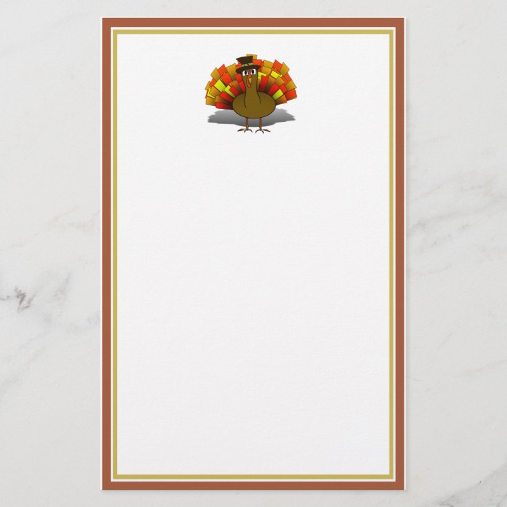 Thanksgiving Turkey Pilgrim Stationery | Zazzle