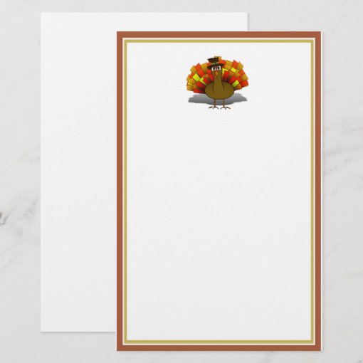 Thanksgiving Turkey Pilgrim Stationery | Zazzle