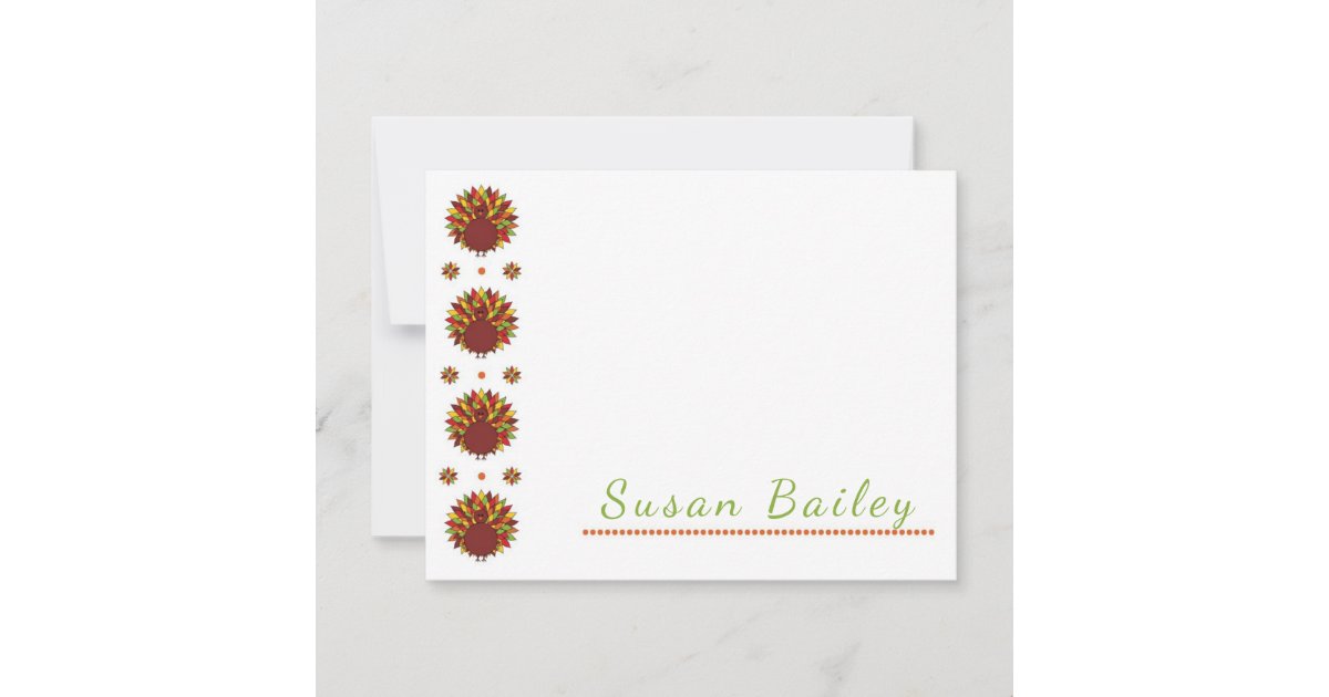 Thanksgiving Turkey Side Personalized Stationery Note Card | Zazzle