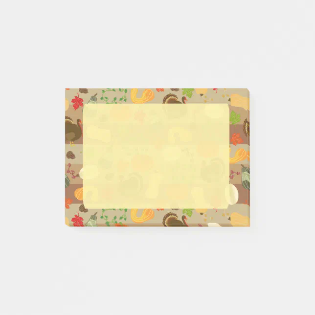 Thanksgiving Turkey Squash Autumn Harvest Pattern Post-it Notes | Zazzle