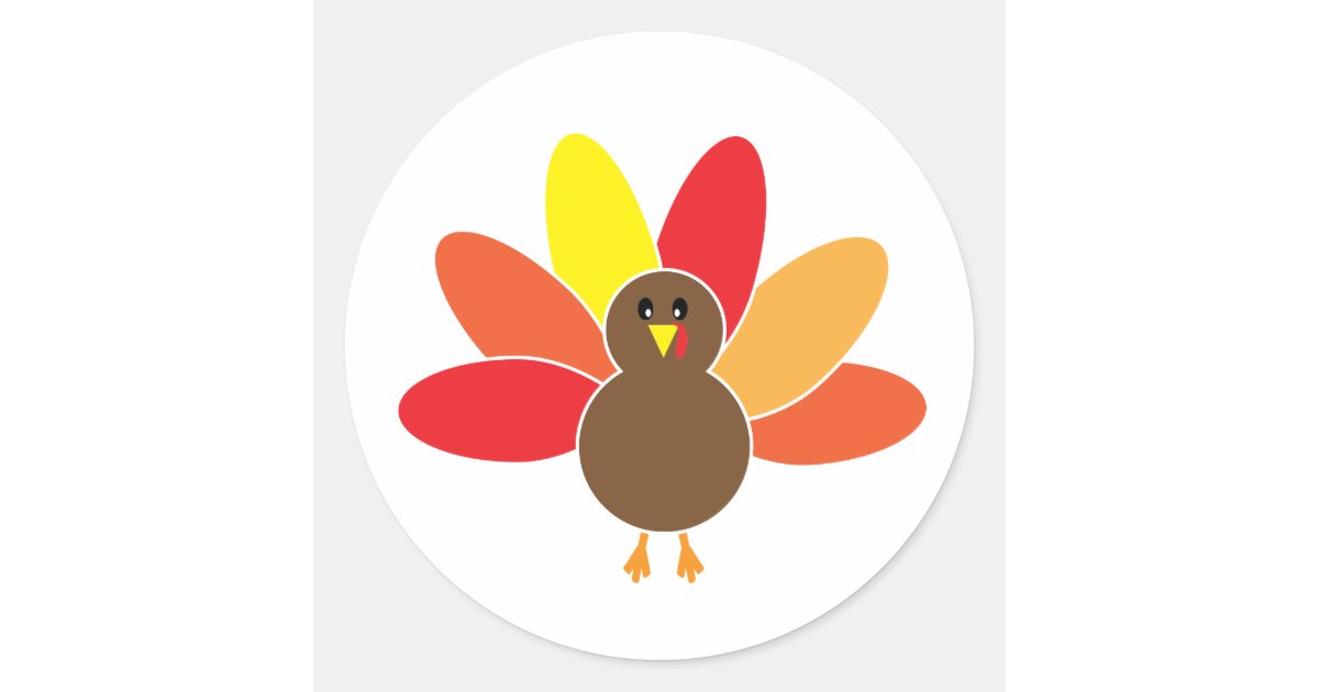 Thanksgiving Turkey Sticker. Classic Round Sticker | Zazzle