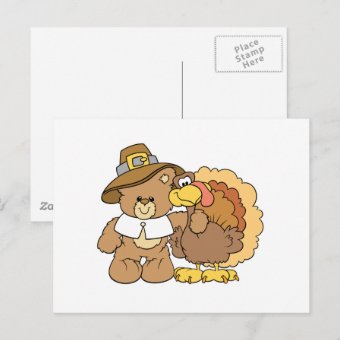 thanksgiving turkey teddy bear design holiday postcard | Zazzle