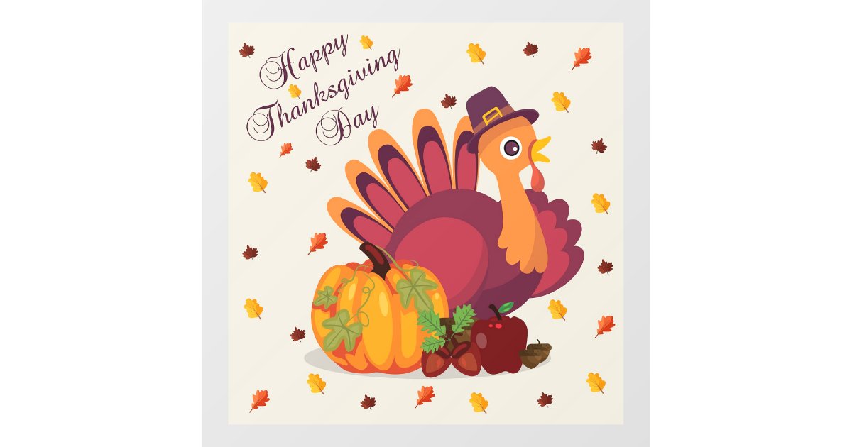 Thanksgiving Turkey Window Cling | Zazzle