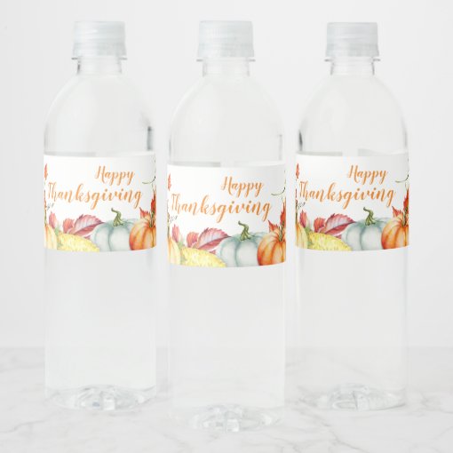 Thanksgiving Water Bottle Label | Zazzle