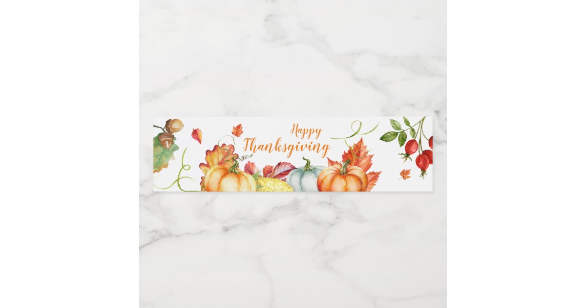 Thanksgiving Water Bottle Label | Zazzle