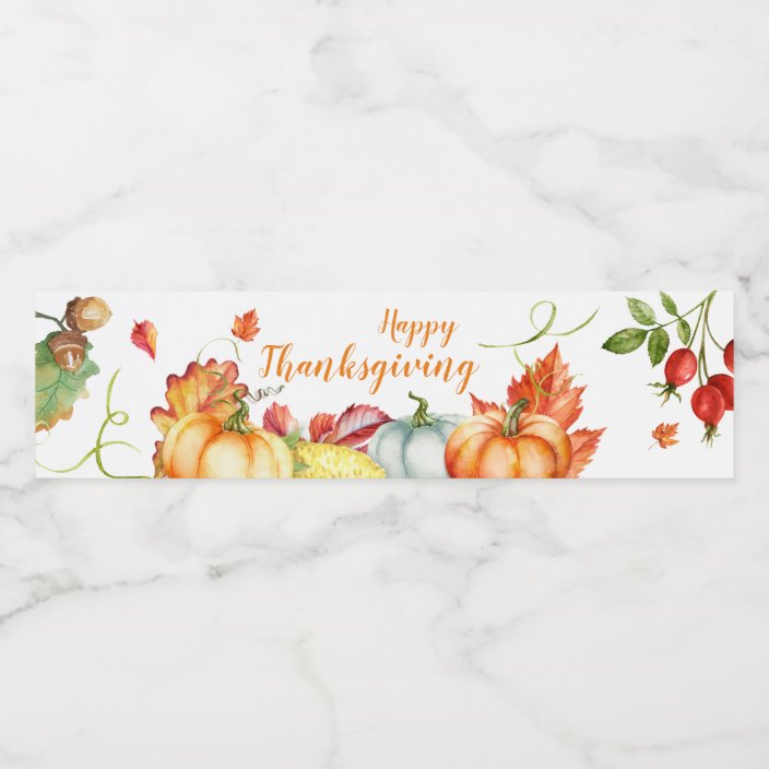 Thanksgiving Water Bottle Label | Zazzle