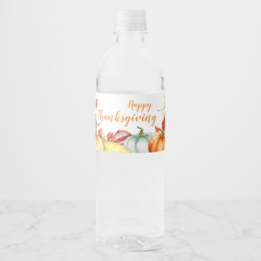 Thanksgiving Water Bottle Label | Zazzle