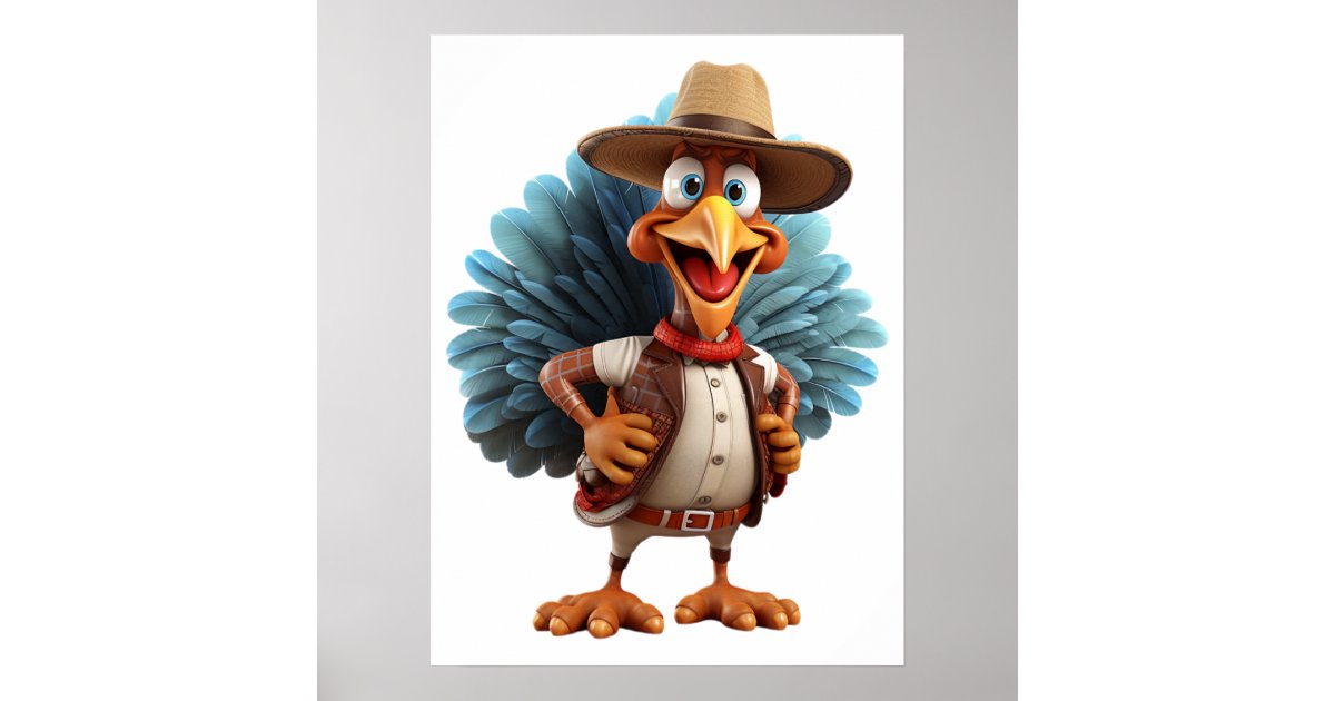 Thanksgiving Western Turkey Poster | Zazzle