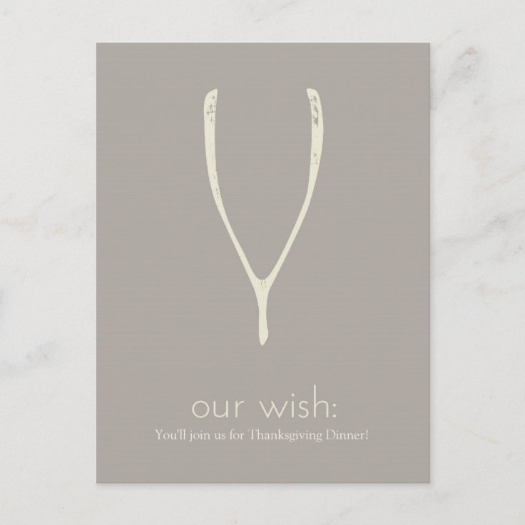 Thanksgiving Wishbone Dinner Invitation/Greeting Invitation Postcard ...