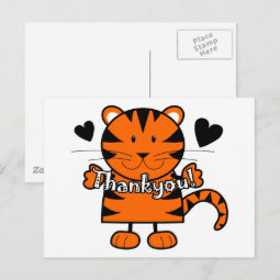 Thankyou Tiger Postcard | Zazzle