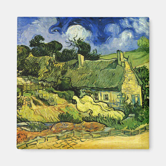 Thatched Cottages, Cordeville by Vincent van Gogh Magnet | Zazzle