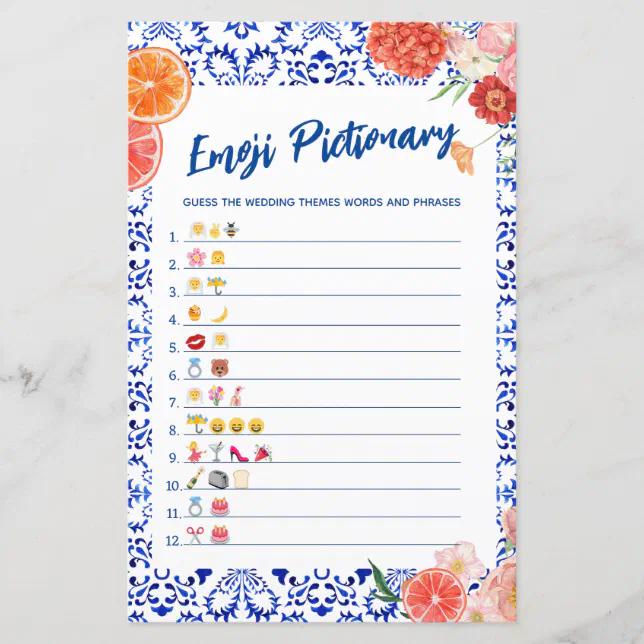 Thats amore emoji pictionary bridal shower game | Zazzle