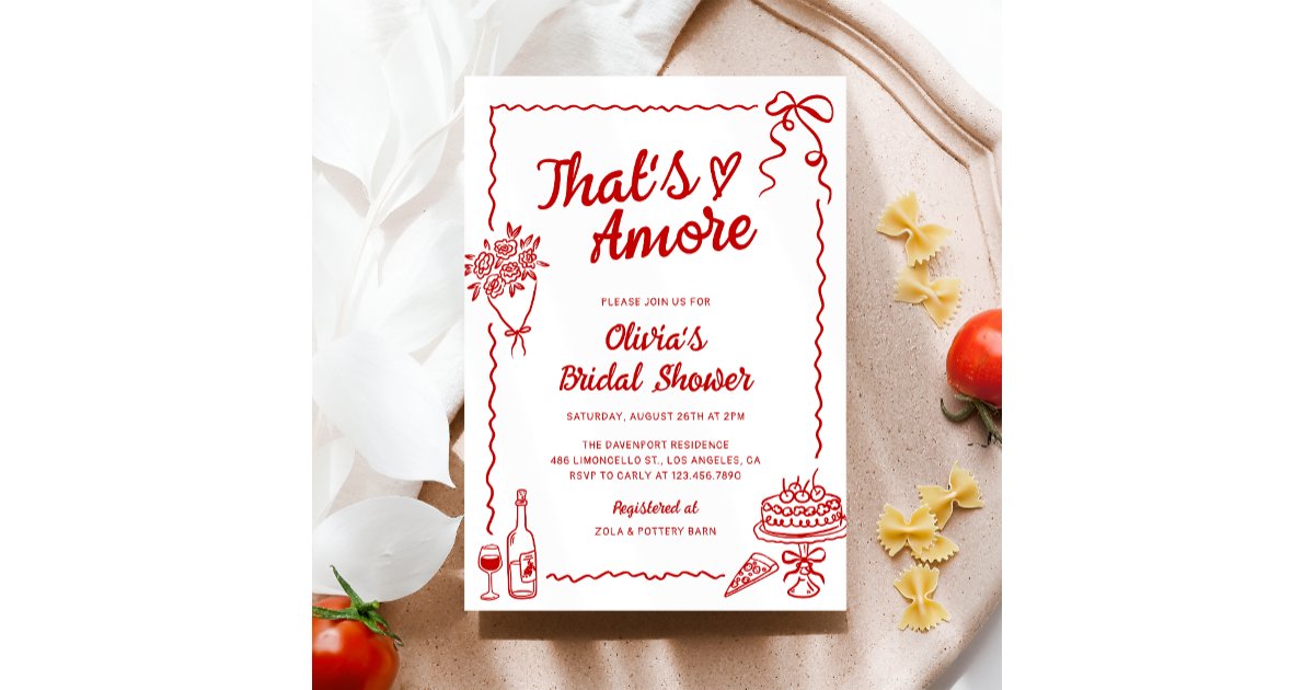 That's Amore Hand Drawn Italian Bridal Shower Invitation | Zazzle