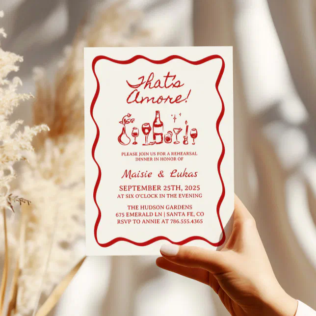 That's Amore Hand Drawn Italian Rehearsal Dinner Invitation | Zazzle