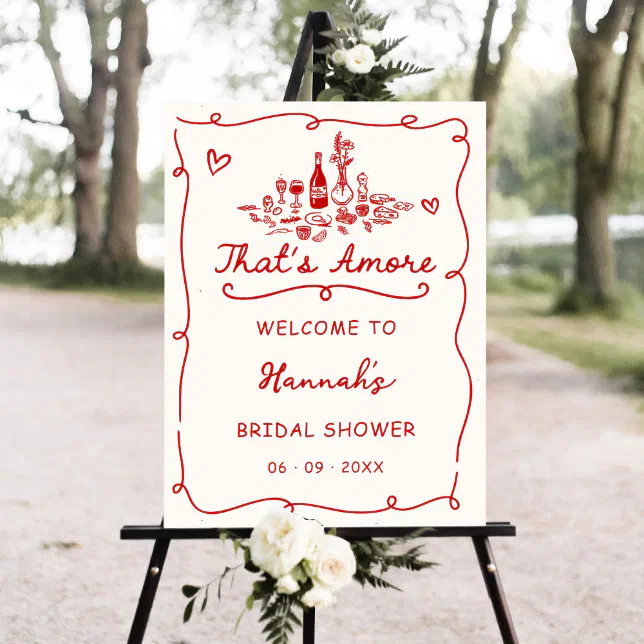 That's Amore Italian Drawn Bridal Welcome Sign | Zazzle