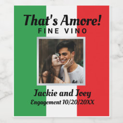 That's Amore! Personalized Photo Italian Flag Wine Label | Zazzle