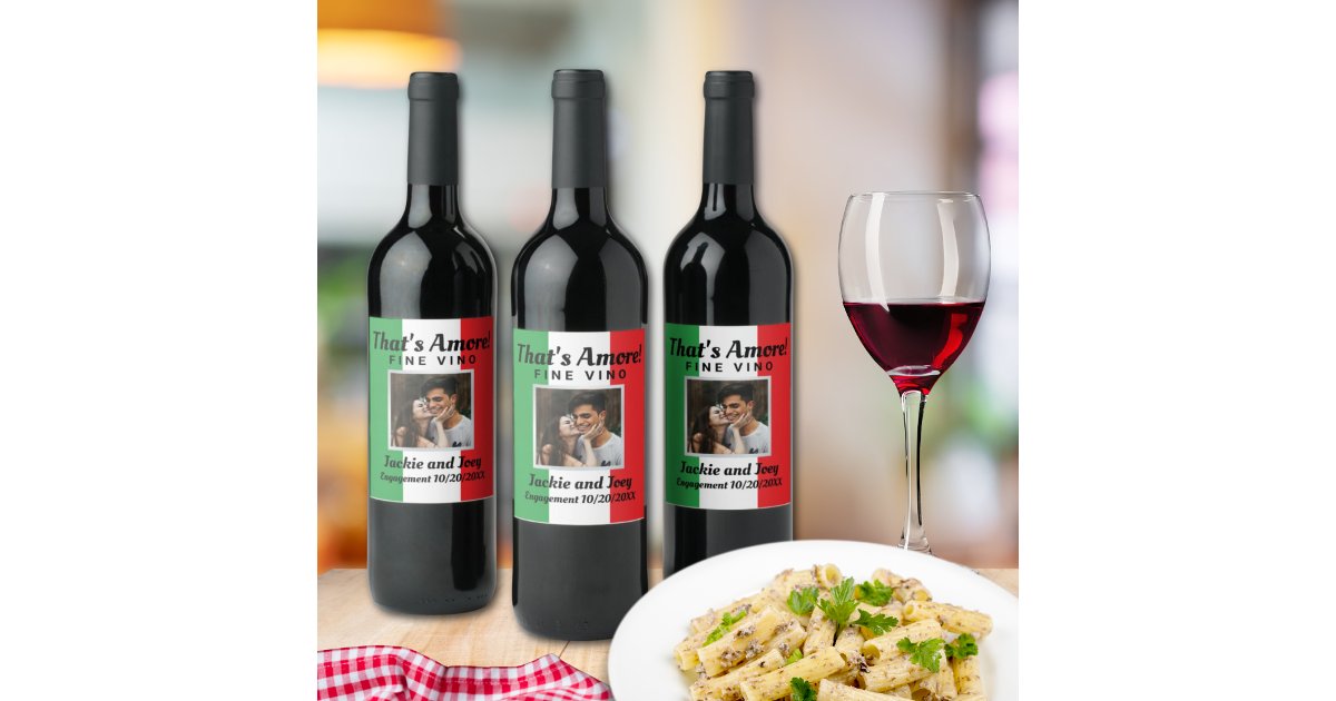 That's Amore! Personalized Photo Italian Flag Wine Label | Zazzle