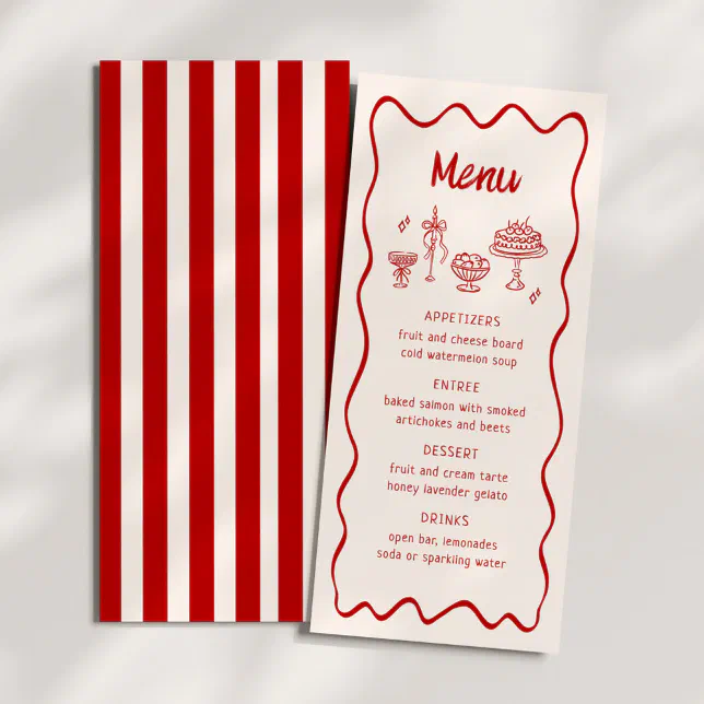 That's Amore! Red Italian Wedding Menu | Zazzle