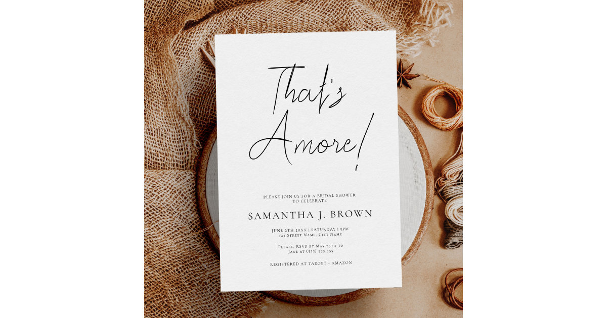 That's Amore Simple Minimalist Bridal Shower Invitation | Zazzle