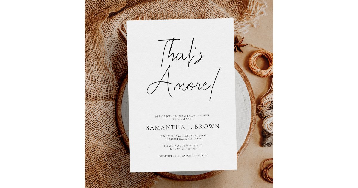 That's Amore Simple Minimalist Bridal Shower Invitation | Zazzle