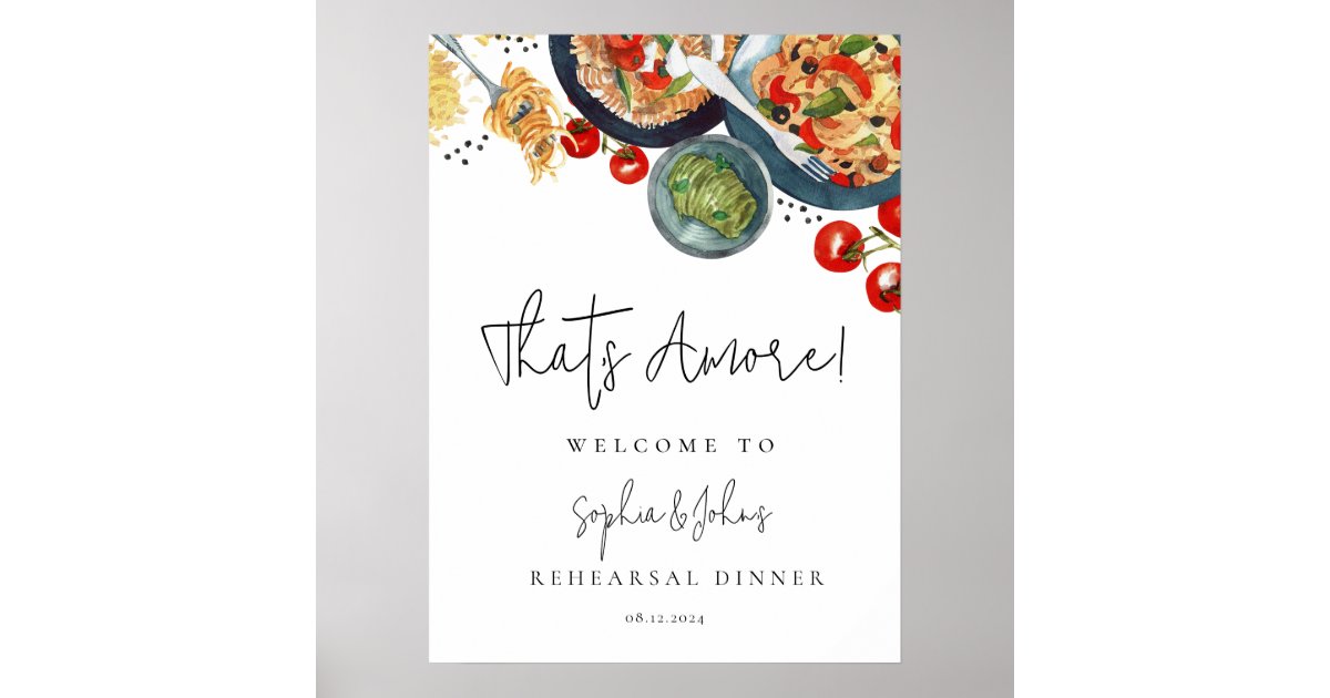 That's Amore! Watercolor Italian Food Welcome Sign | Zazzle