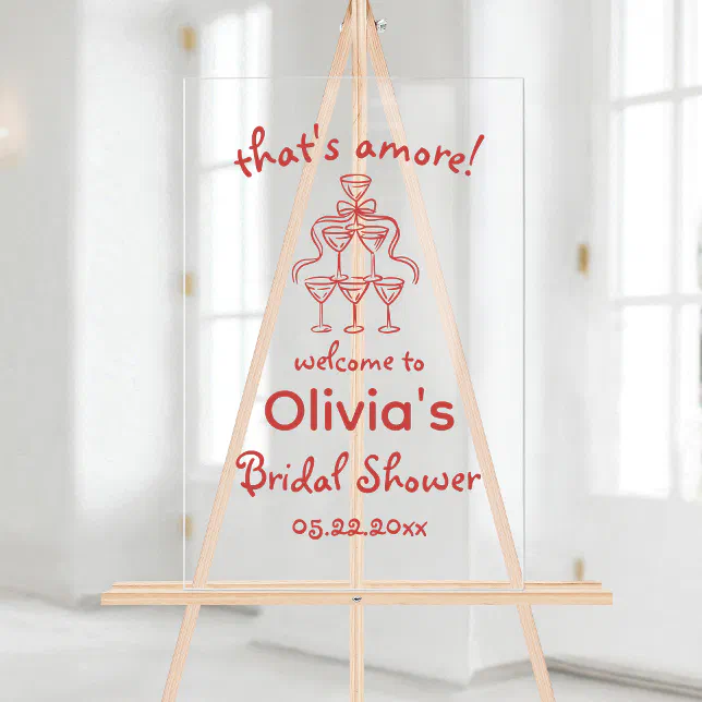 That's Amore! Whimsical Bridal Shower Acrylic Sign | Zazzle