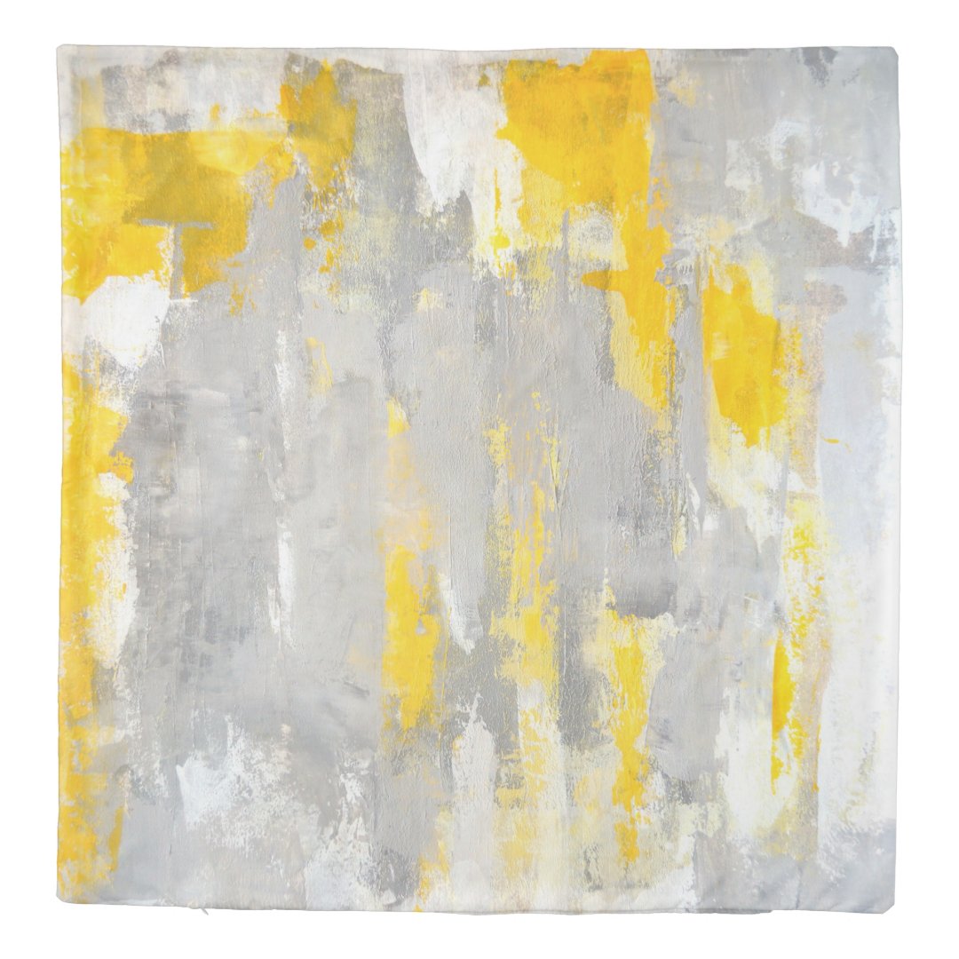 'That's Random' Grey and Yellow Abstract Art Duvet Cover | Zazzle