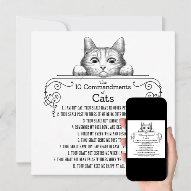 The 10 Commandments of Cats Funny Card | Zazzle