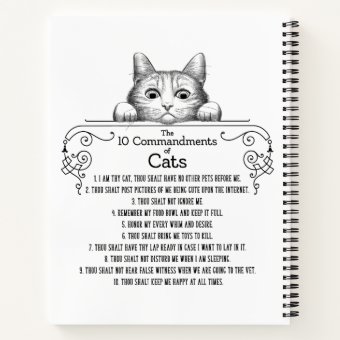 The 10 Commandments of Cats Funny Notebook | Zazzle