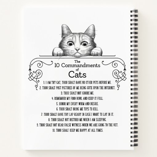 The 10 Commandments of Cats Funny Notebook | Zazzle