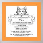 The 10 Commandments of Cats Funny Poster | Zazzle