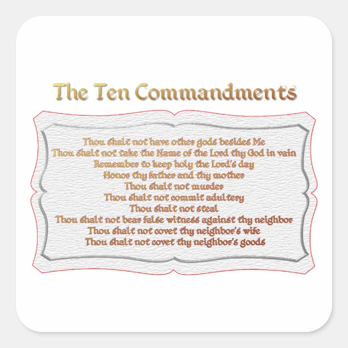 The 10 Commandments Square Sticker | Zazzle.com