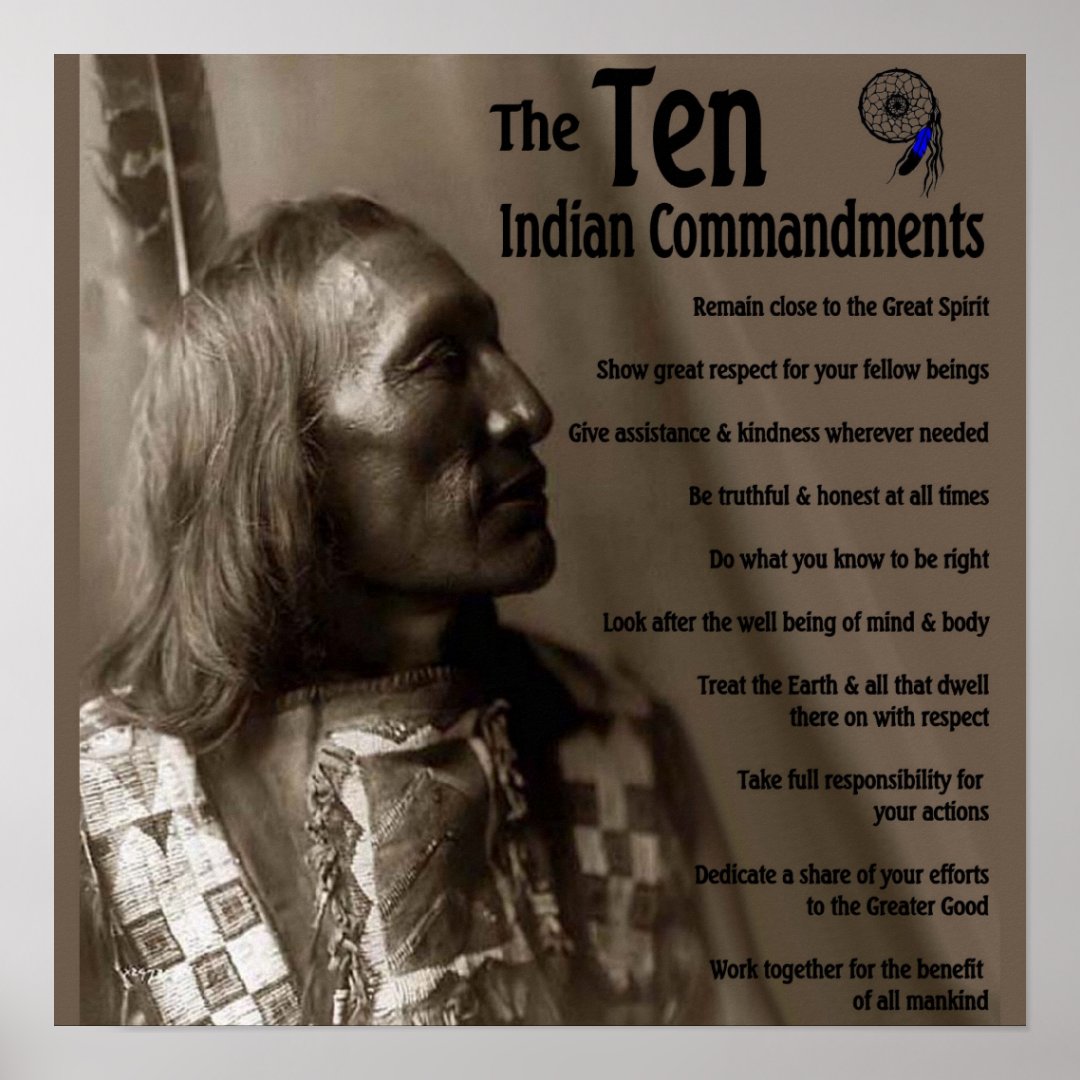 The 10 Indian Commandments Poster | Zazzle