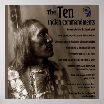 The 10 Indian Commandments Poster | Zazzle