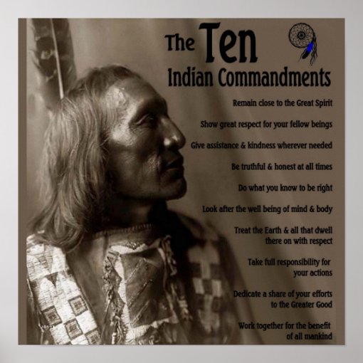 The 10 Indian Commandments Poster | Zazzle