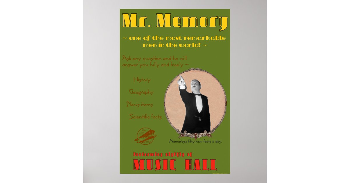 The 39 Steps: Mr. Memory Advertising Poster | Zazzle